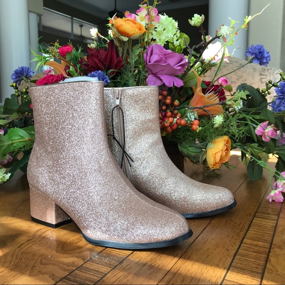 Shoes | Holdiay Gold Glitter Booties | Poshmark